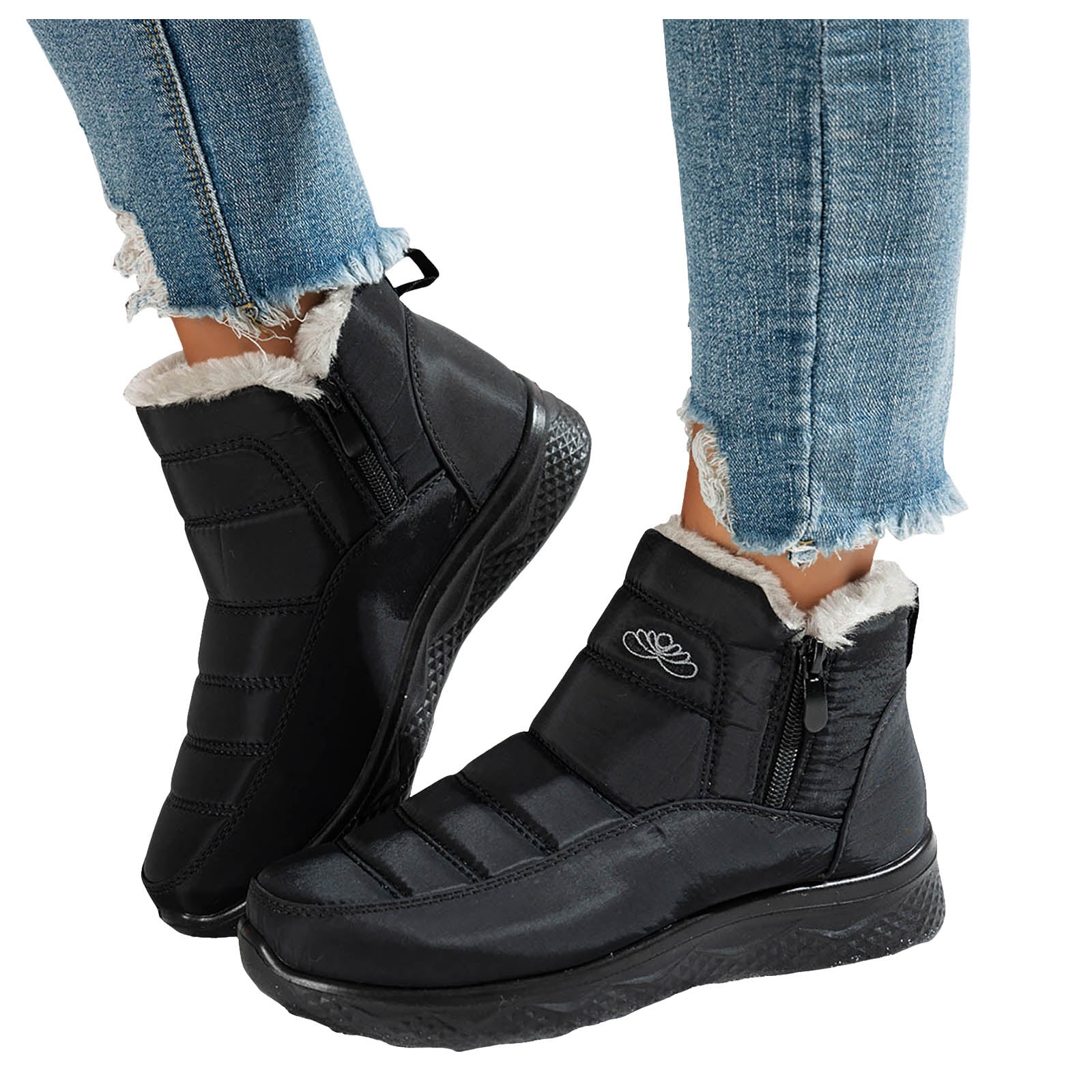 Chenyee Womens Ankle Boots Warm Furry Lined Water-proof Outdoor Slip On ...