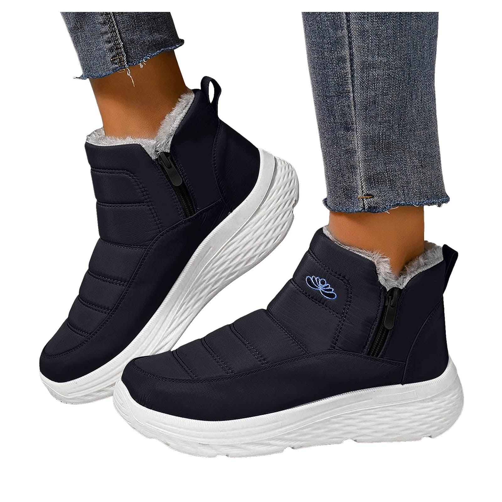 Chenyee Womens Wedge Snow Boots Warm Furry Lined Slip On Ankle Booties ...