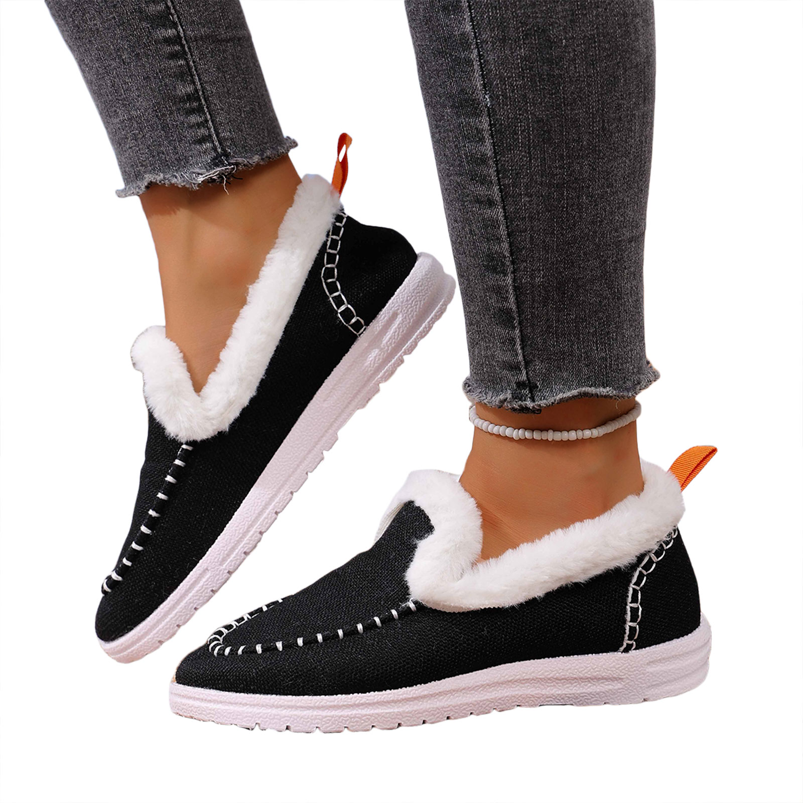 Chenyee Womens Winter Flat Shoes Warm Fleece Lined Non Slip Loafers ...
