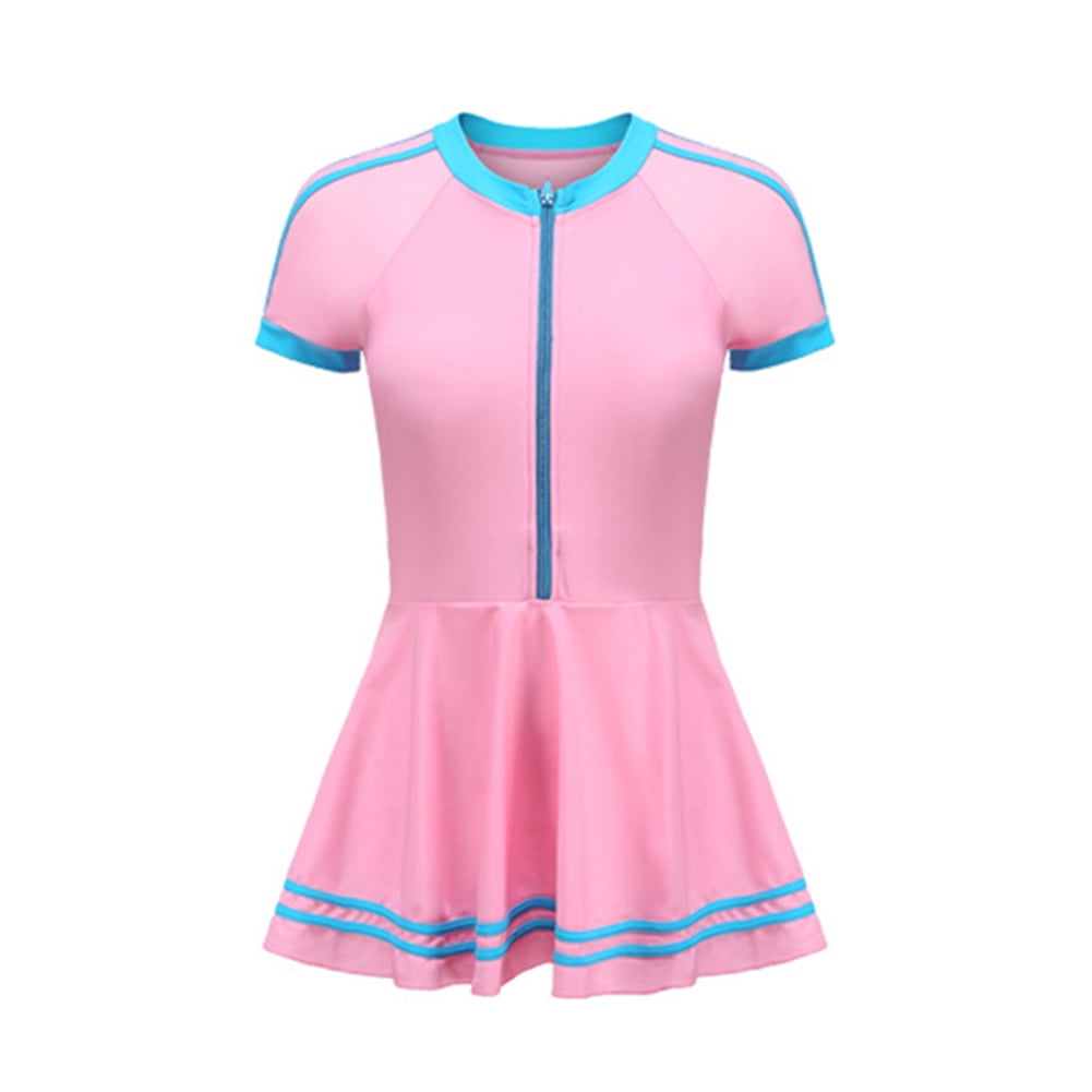 Chenyin 3-12T Girls Short Sleeve Swimsuits One Piece Swimdress Printed Skirt Swimwear with Swim ...