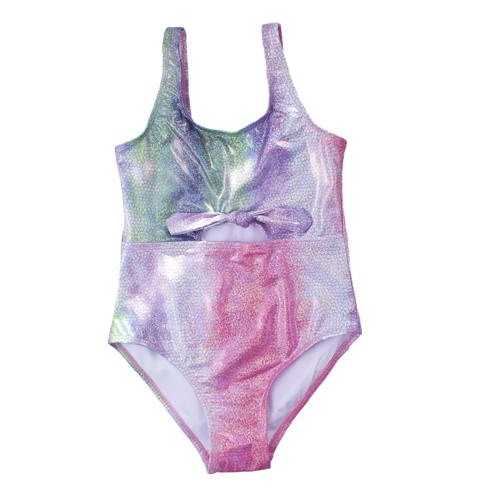 Chenyin 7-14T Girls One-Piece Swimsuit for Kids Gradient Stripe Rainbow ...