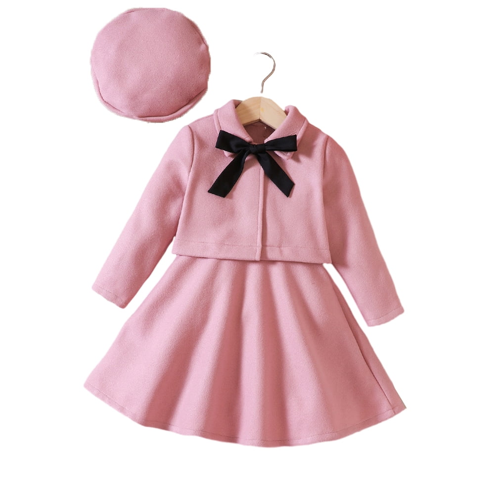 Chenyin Baby Kids Girls Tweed Jacket Vest Dress with Hat 3 Piece ...