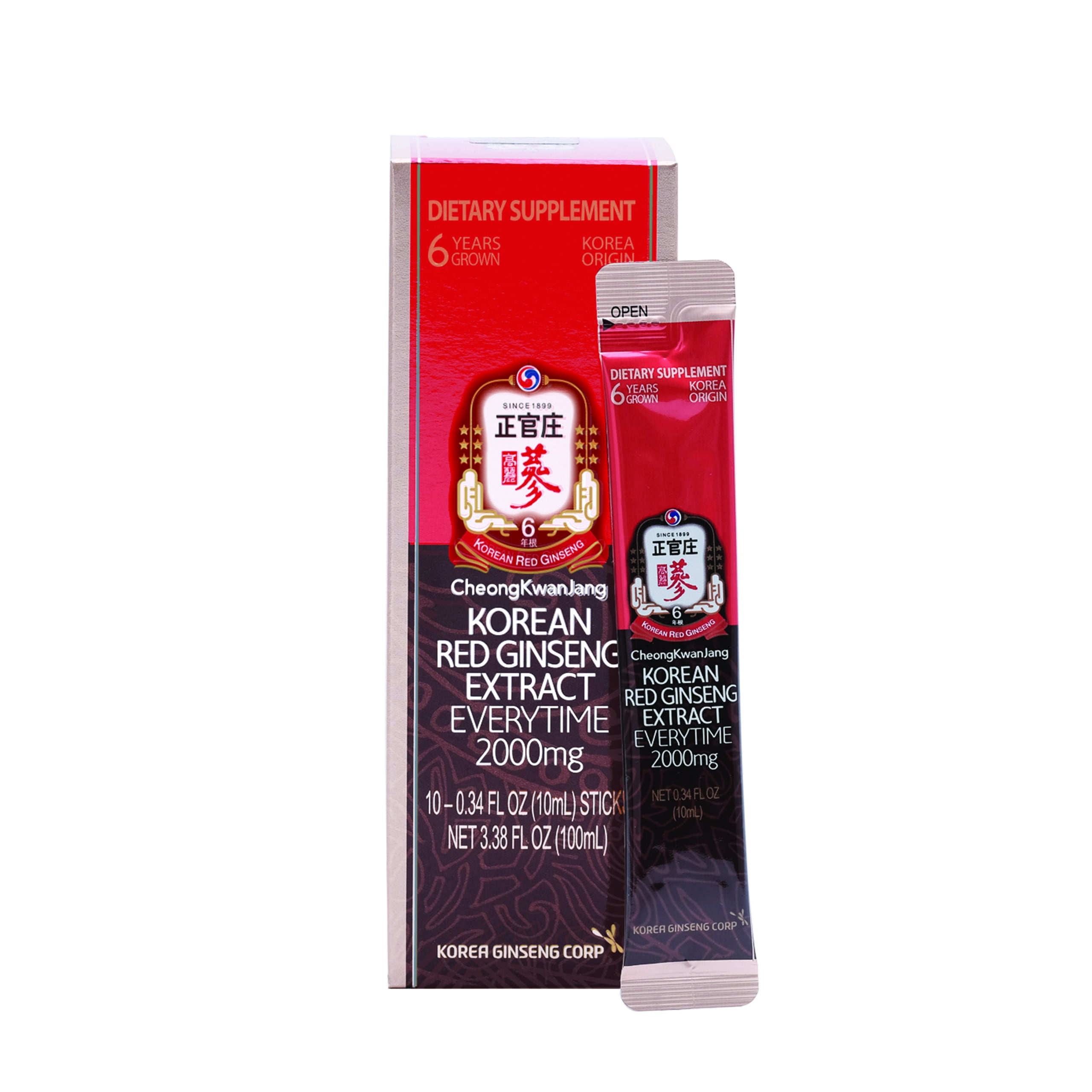 CheongKwanJang Everytime Korean Red Ginseng Extract - Vegan, 2000mg, 10 ...