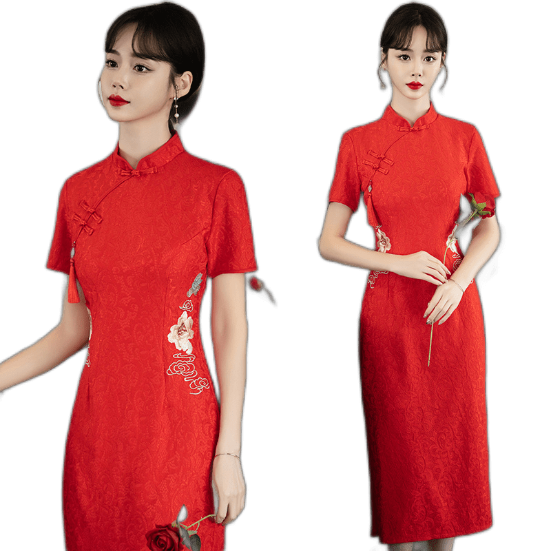 Cheongsam Improved Young Models Girls Red High School Send Off Women ...