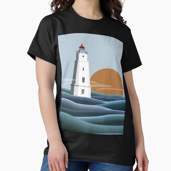 Chequamegon Lighthouse Shirt, Casual Graphic Tee, Everyday Short Sleeve ...