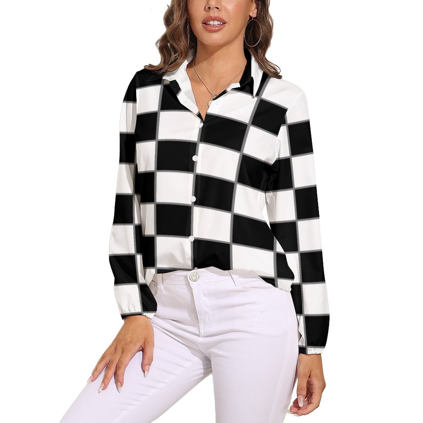 Chequered Flag Back Lacing Backless Dress Square Neck Long Sleeve ...