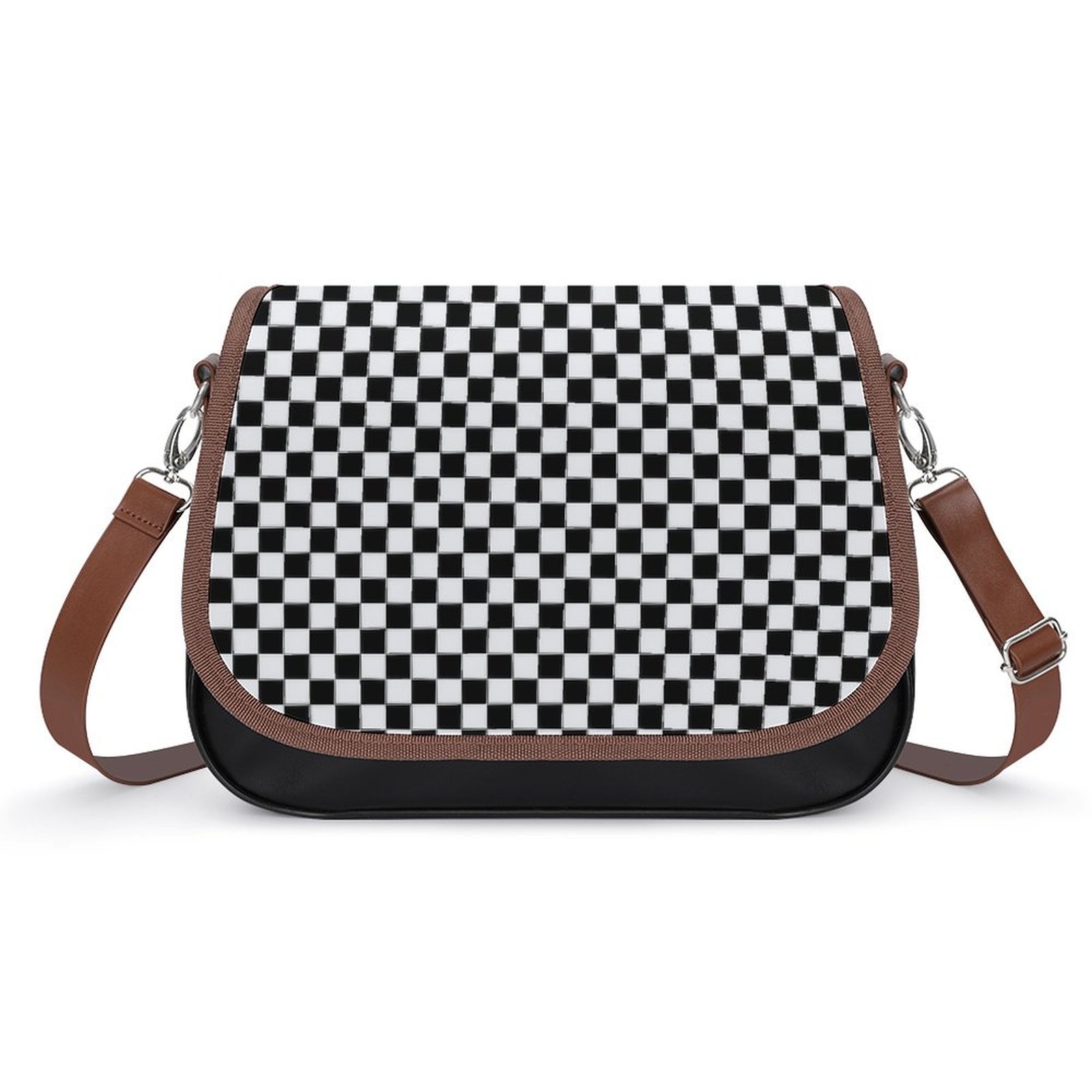 Chequered Flag Back Lacing Backless Pu Leather Shoulder Bag Essential ...