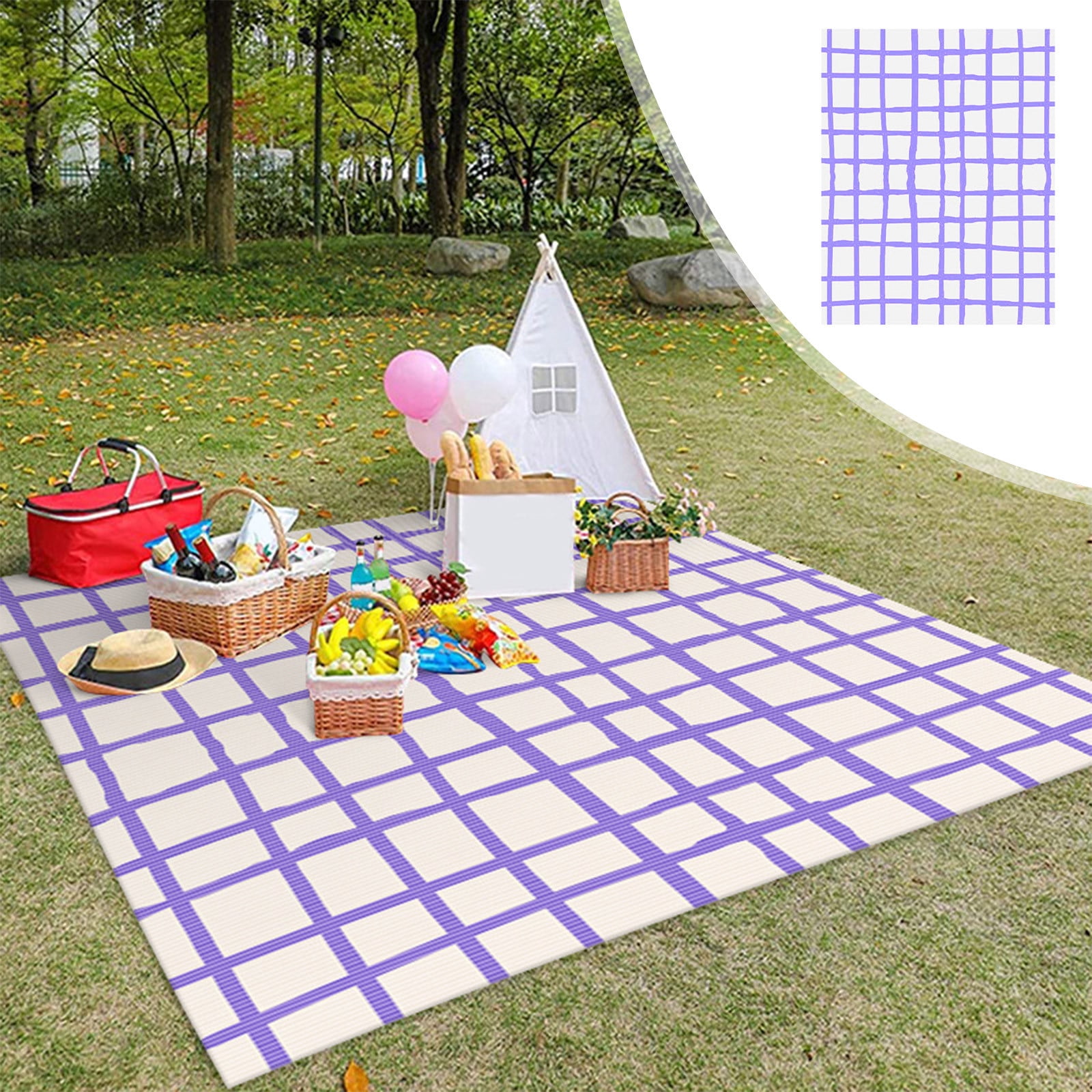 Chequered Picnic Mat Outdoor Camping Outing Carpet Floor Mat Living ...