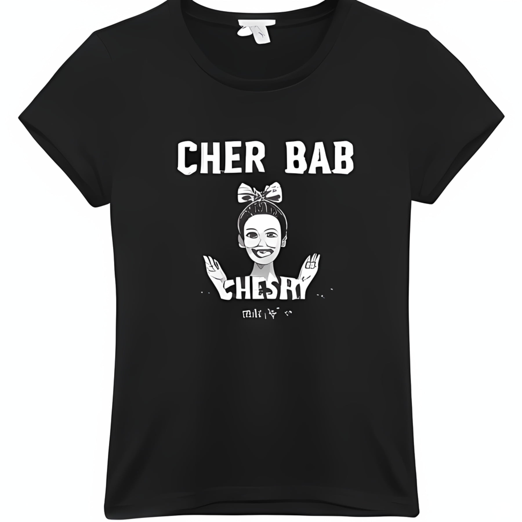 Cher Inspired Sleeveless Black T-Shirt with Baby Cher Illustration by M ...
