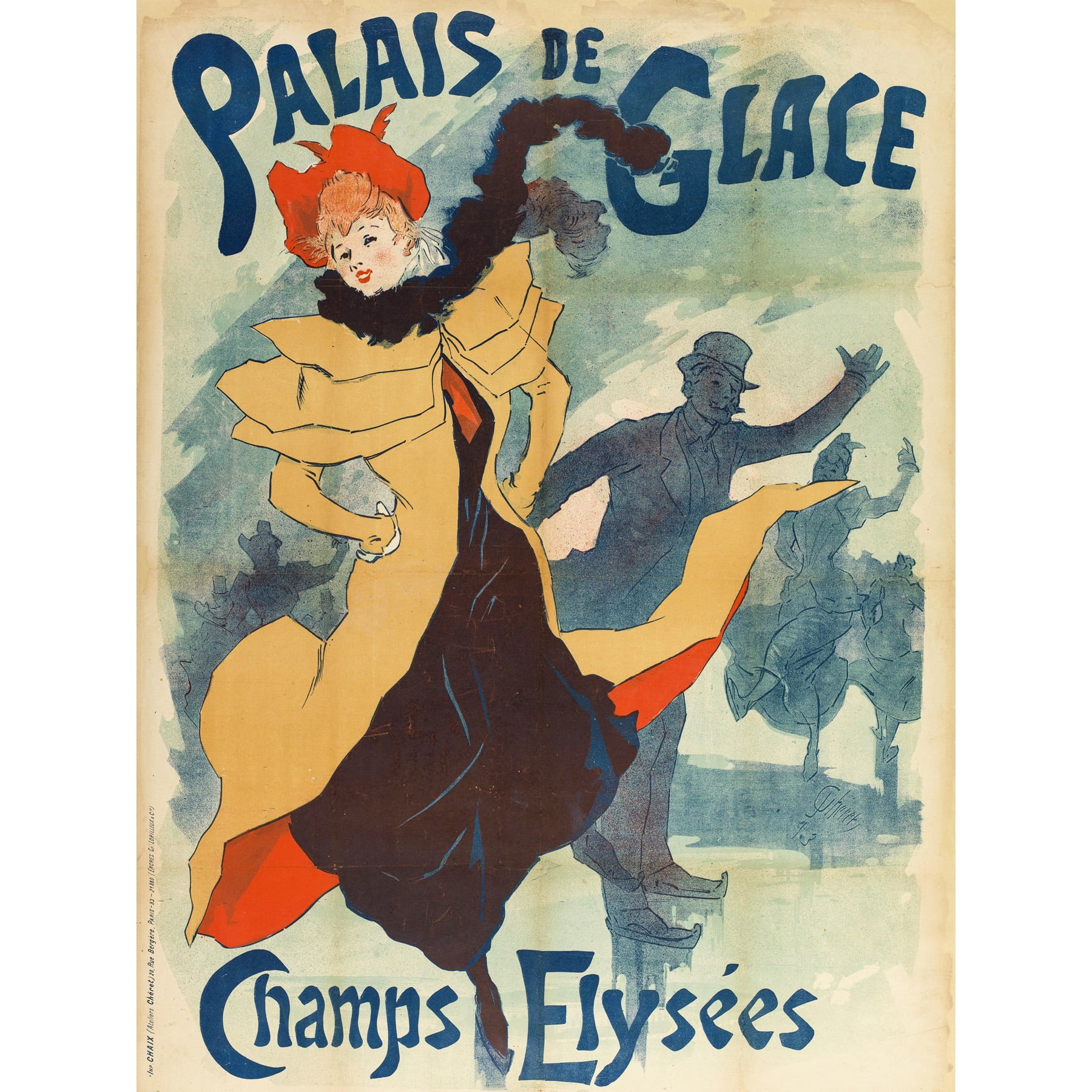 Cheret Ice Skating Palais Glace Paris Vintage Advert Extra Large Art ...
