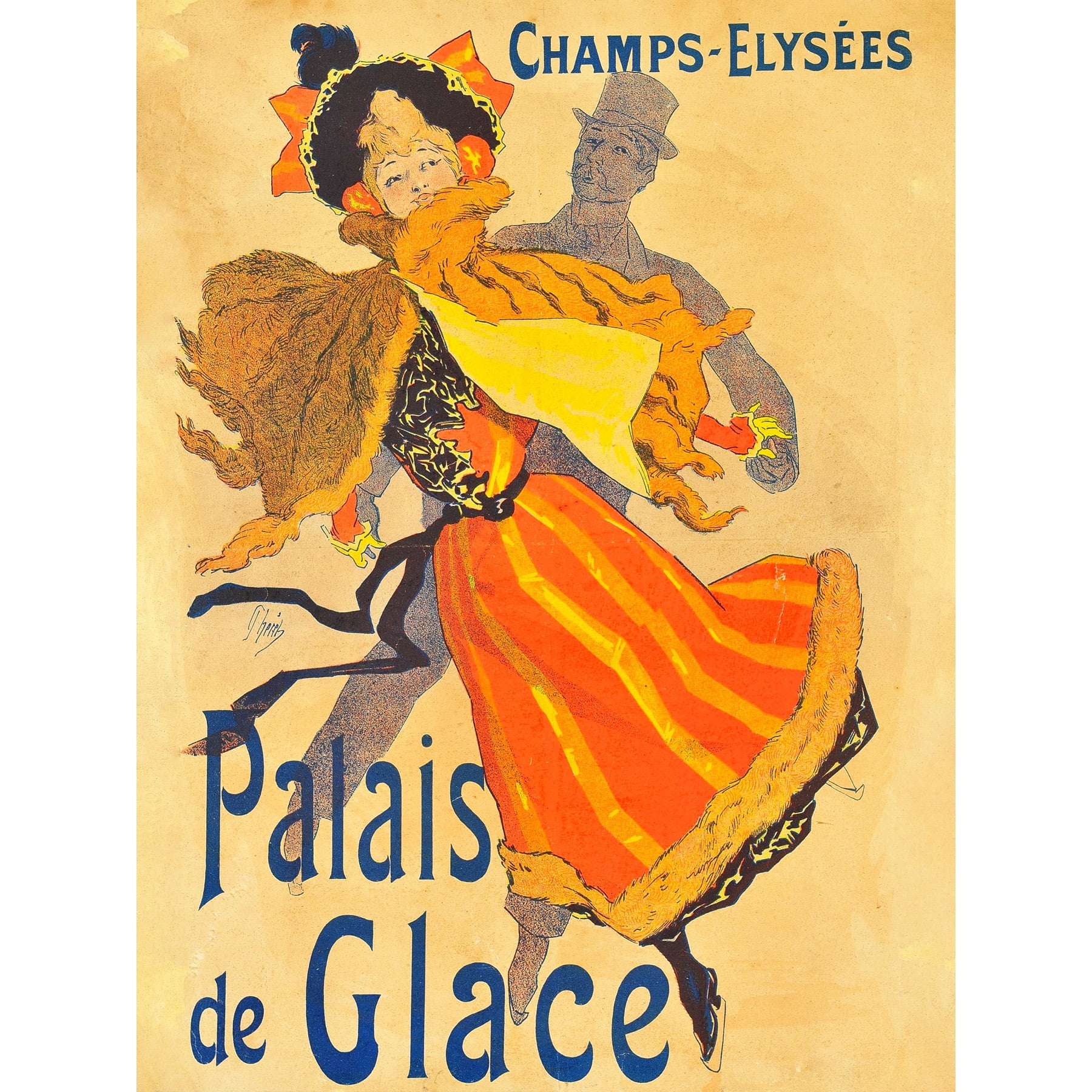 Cheret Palais Glace Ice Skating Paris Vintage Advert Extra Large Art ...