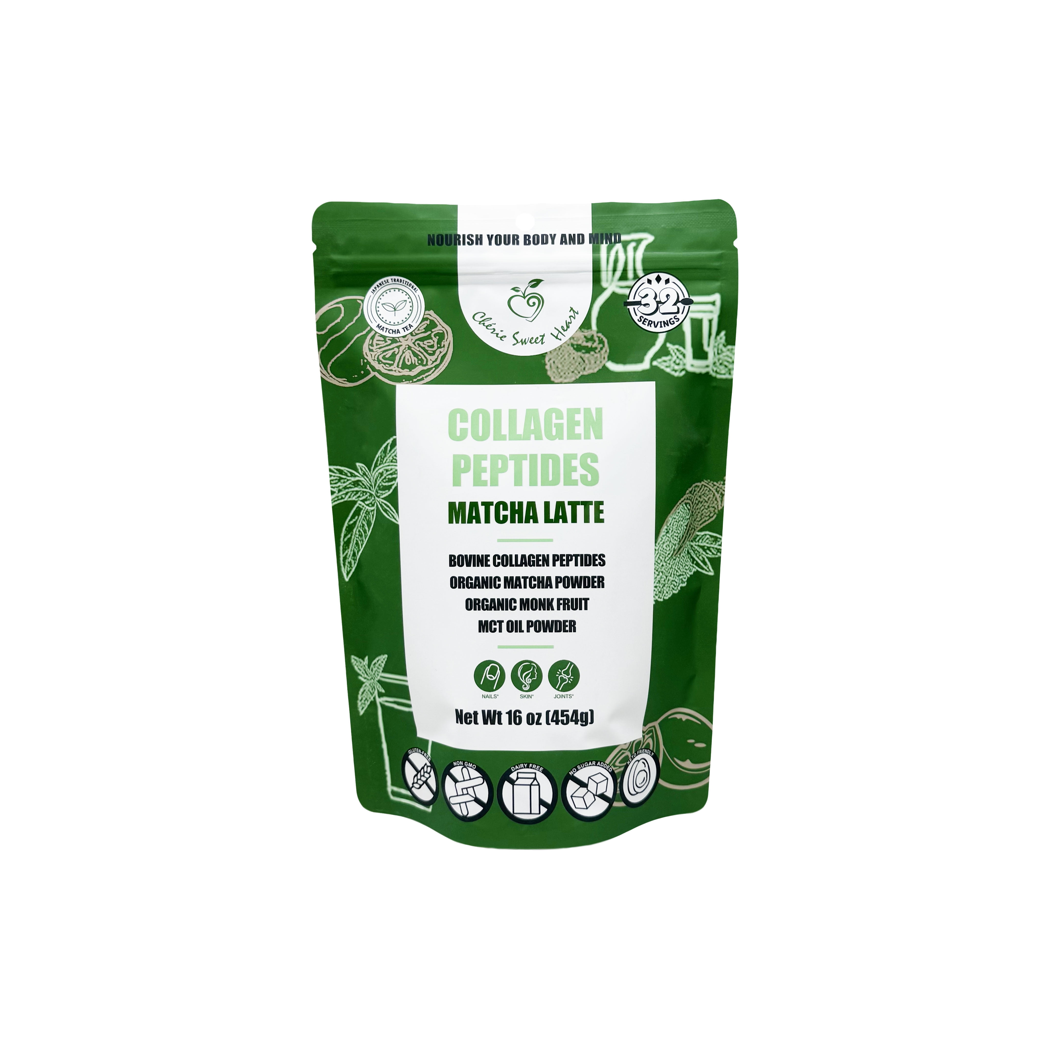 Cherie Sweet Heart Collagen Peptides Hydrolyzed Powder, 10 g, 32 ...