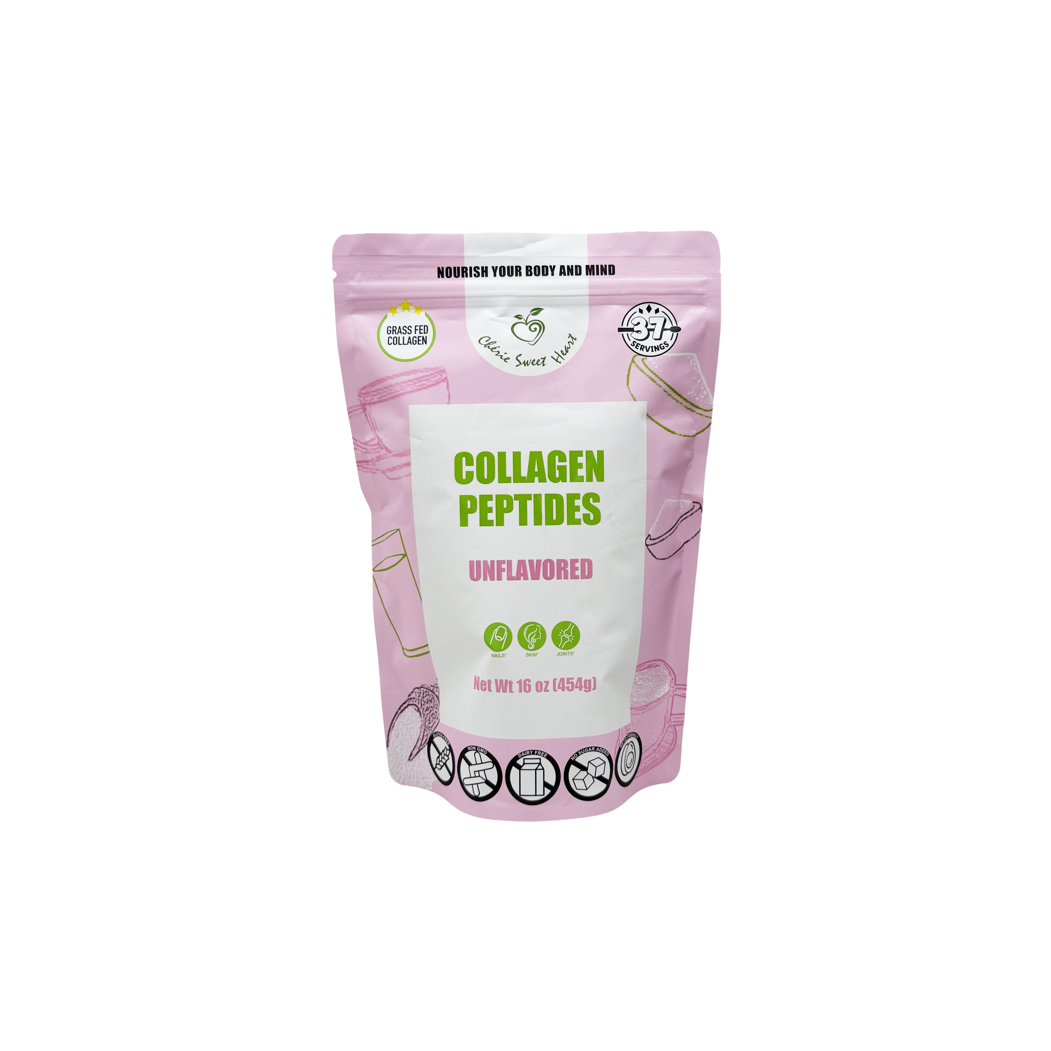 Cherie Sweet Heart Collagen Peptides Hydrolyzed Powder, 11 g, 37 ...