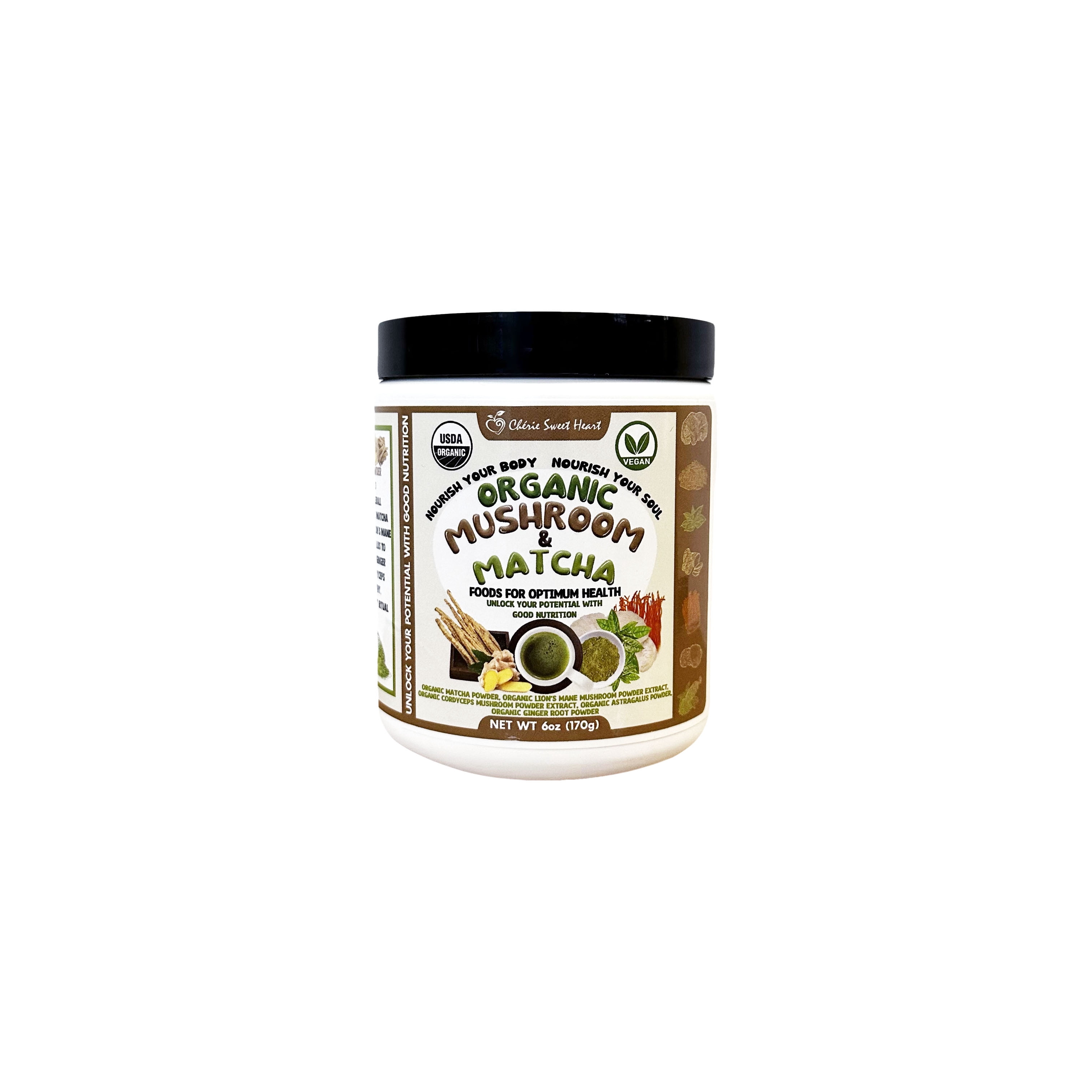 Cherie Sweet Heart Mushroom and Matcha | Powder Drink Mix | Great ...