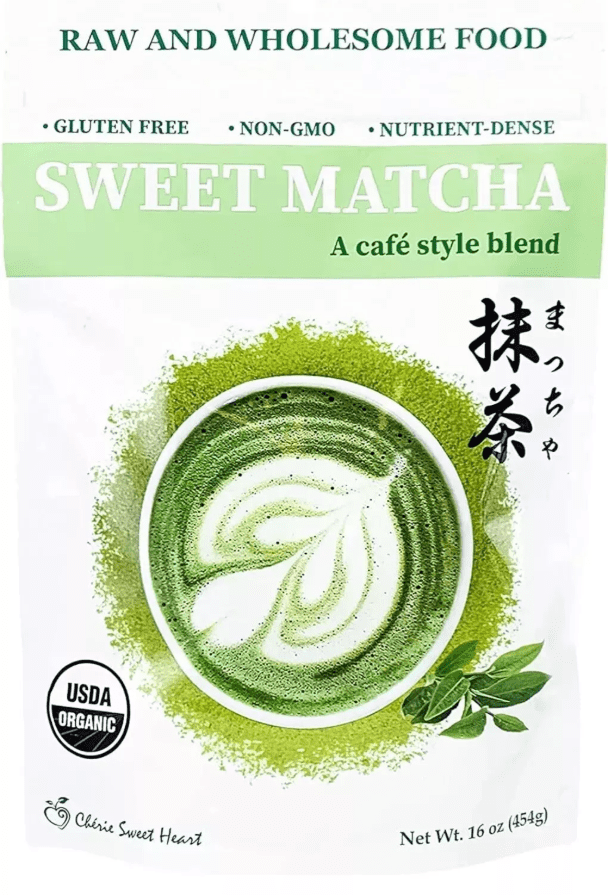 Cherie Sweet Heart Sweet Matcha Cafe Style Blend, USDA Organic, 16 oz ...