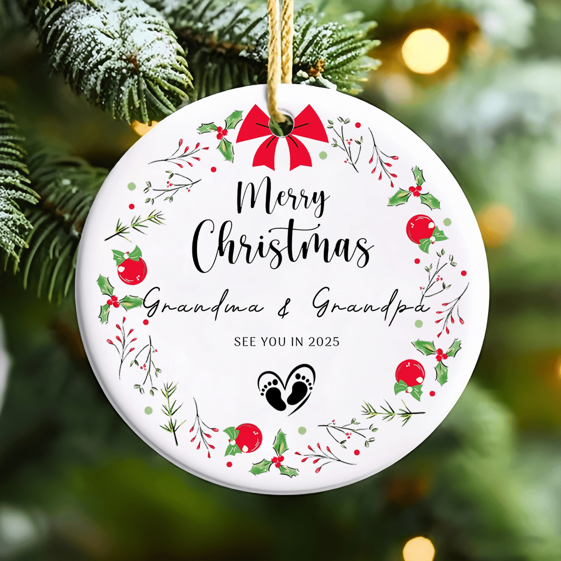 Cherished Grandma & Grandpa Christmas Ornament Ceramic Tree Hanging ...