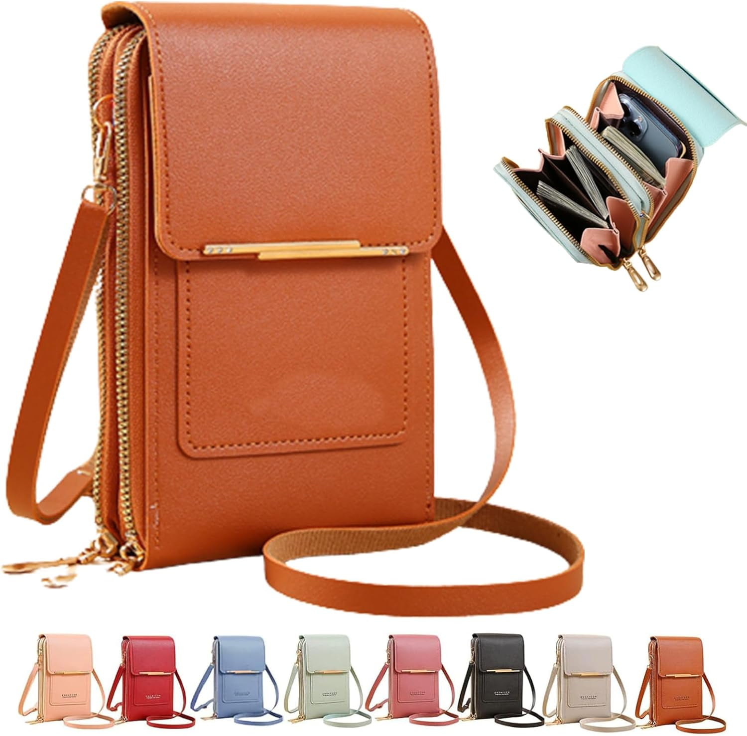 Cherishion Leather Small Crossbody Bag/Mini Messenger Shoulder Handbag ...