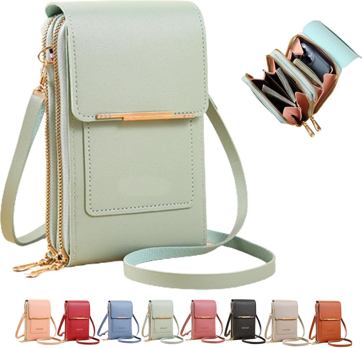 Cherishion Leather Small Crossbody Bag/Mini Messenger Shoulder Handbag ...