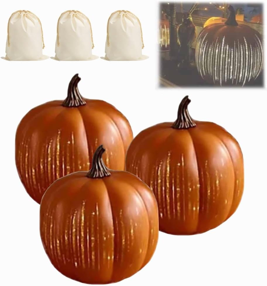 Cherishous Twinkle LED Light Pumpkins, Timer Lighted Sparkling Starry ...