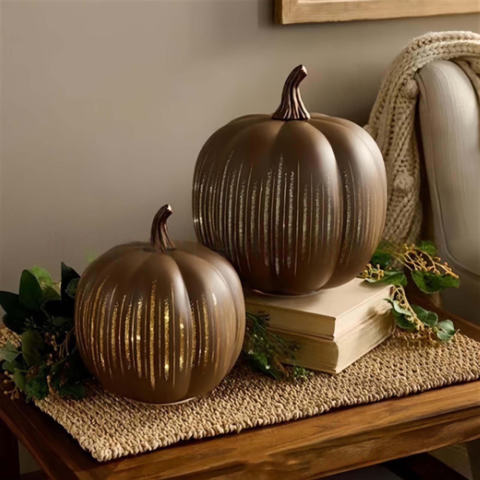 Cherishous Twinkle LED Light Pumpkins, Timer Lighted Sparkling Starry ...