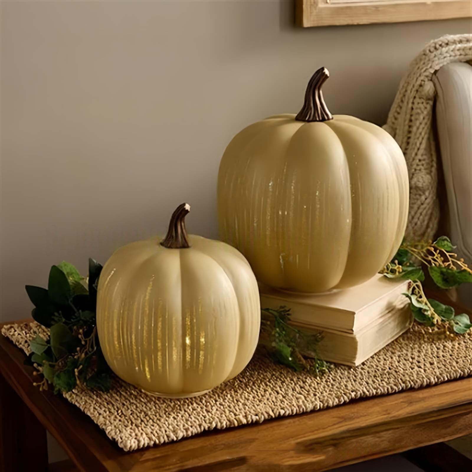 Cherishous Twinkle LED Light Pumpkins, Timer Lighted Sparkling Starry ...