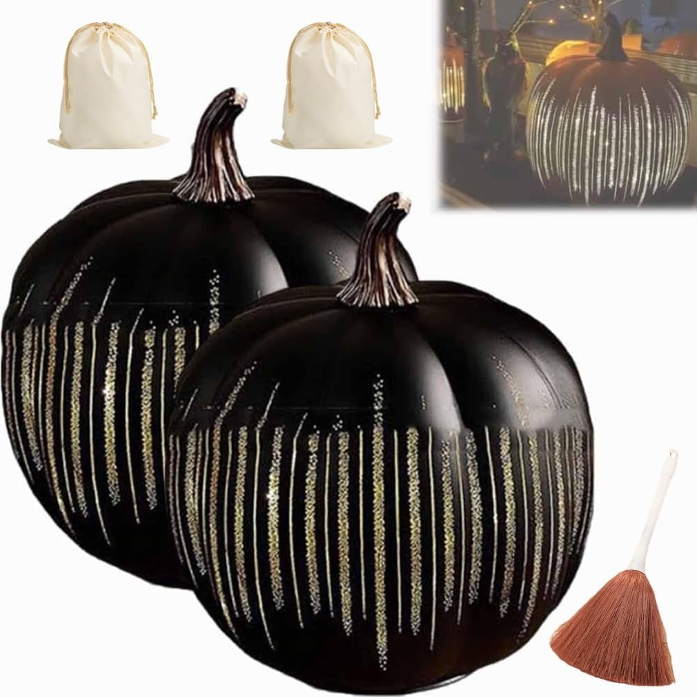 Cherishous Twinkle LED Light Pumpkins, Timer Lighted Sparkling Starry ...