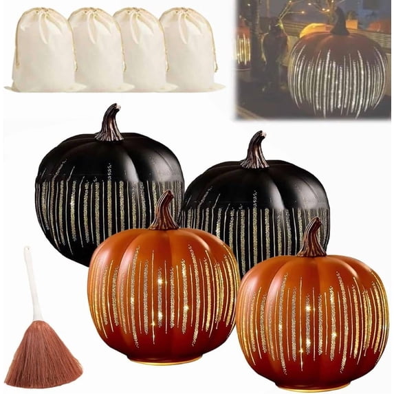 Cherishous Twinkle LED Light Pumpkins,Timer Lighted Sparkling Starry ...
