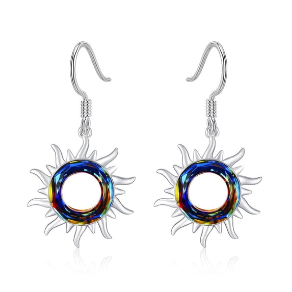 Cherishthese, 1.02 in. Colorful Crystal+Sun Circle Pattern, Silver ...