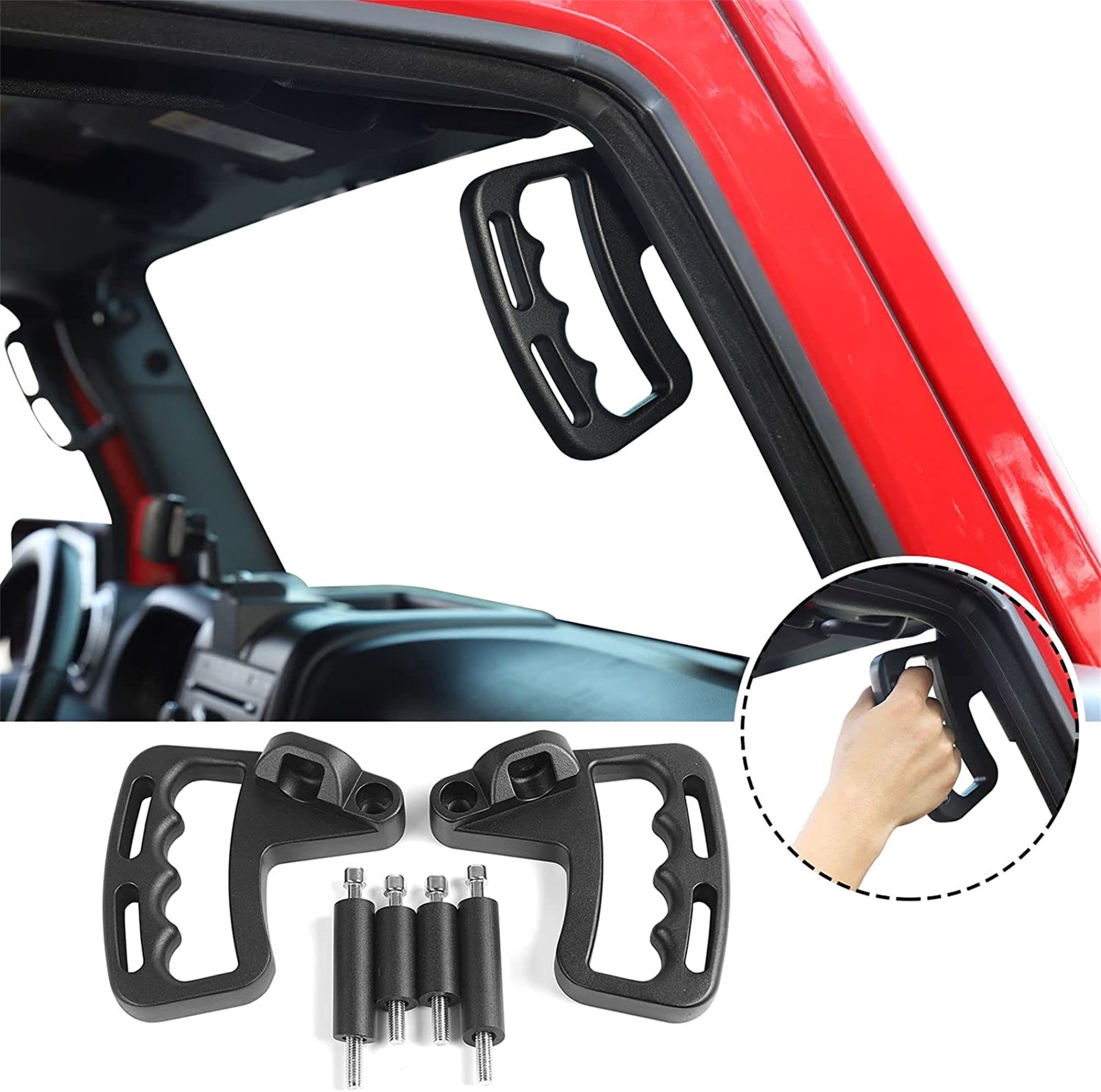 CheroCar Car Front Grab Bars Aluminum Roll Bar for Jeep Wrangler Grab ...