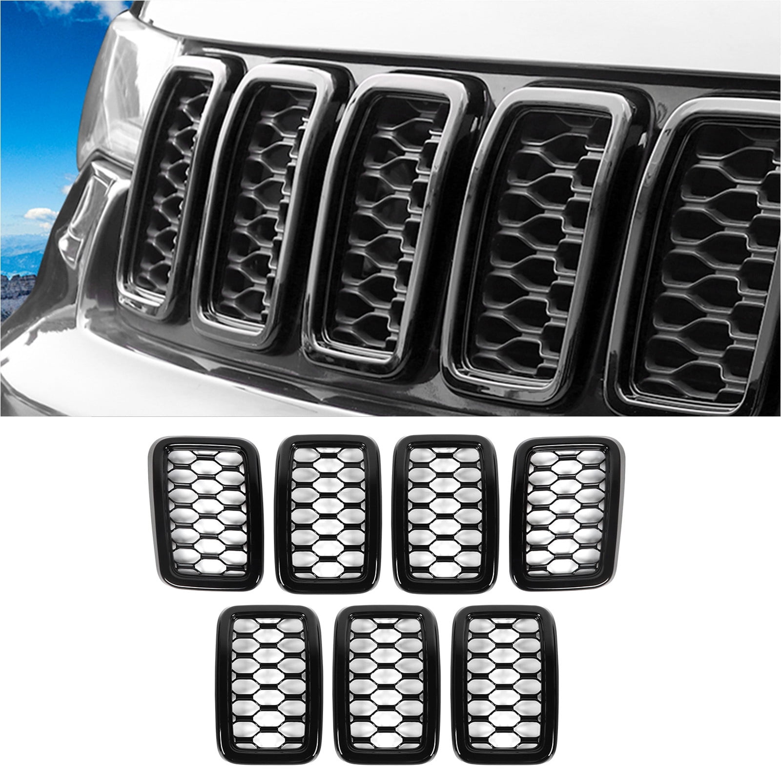 CheroCar Grill Inserts Mesh Grille Replace Kits for Jeep Grand Cherokee ...