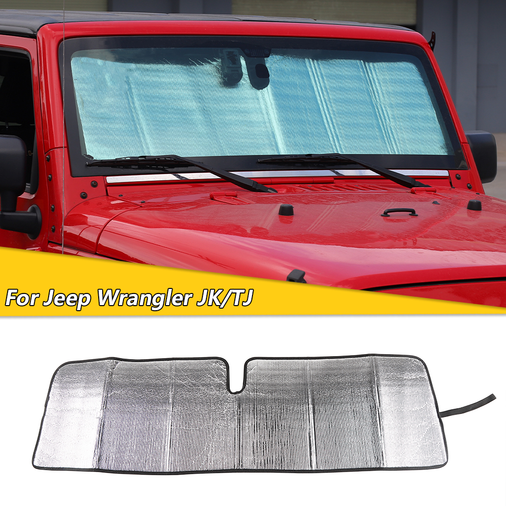 Custom Fit Windshield Sun Shade for Jeep Wrangler - Exact Fit Fordable ...