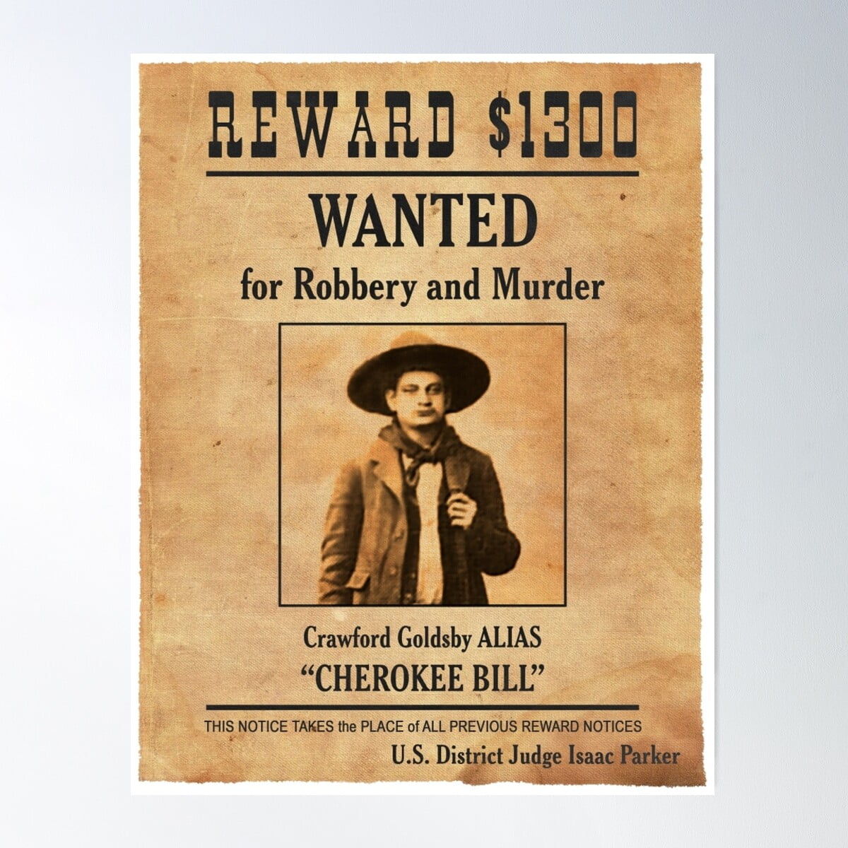 Cherokee Bill Wanted Poster Poster Wall Art, Modern Wall Decor For ...