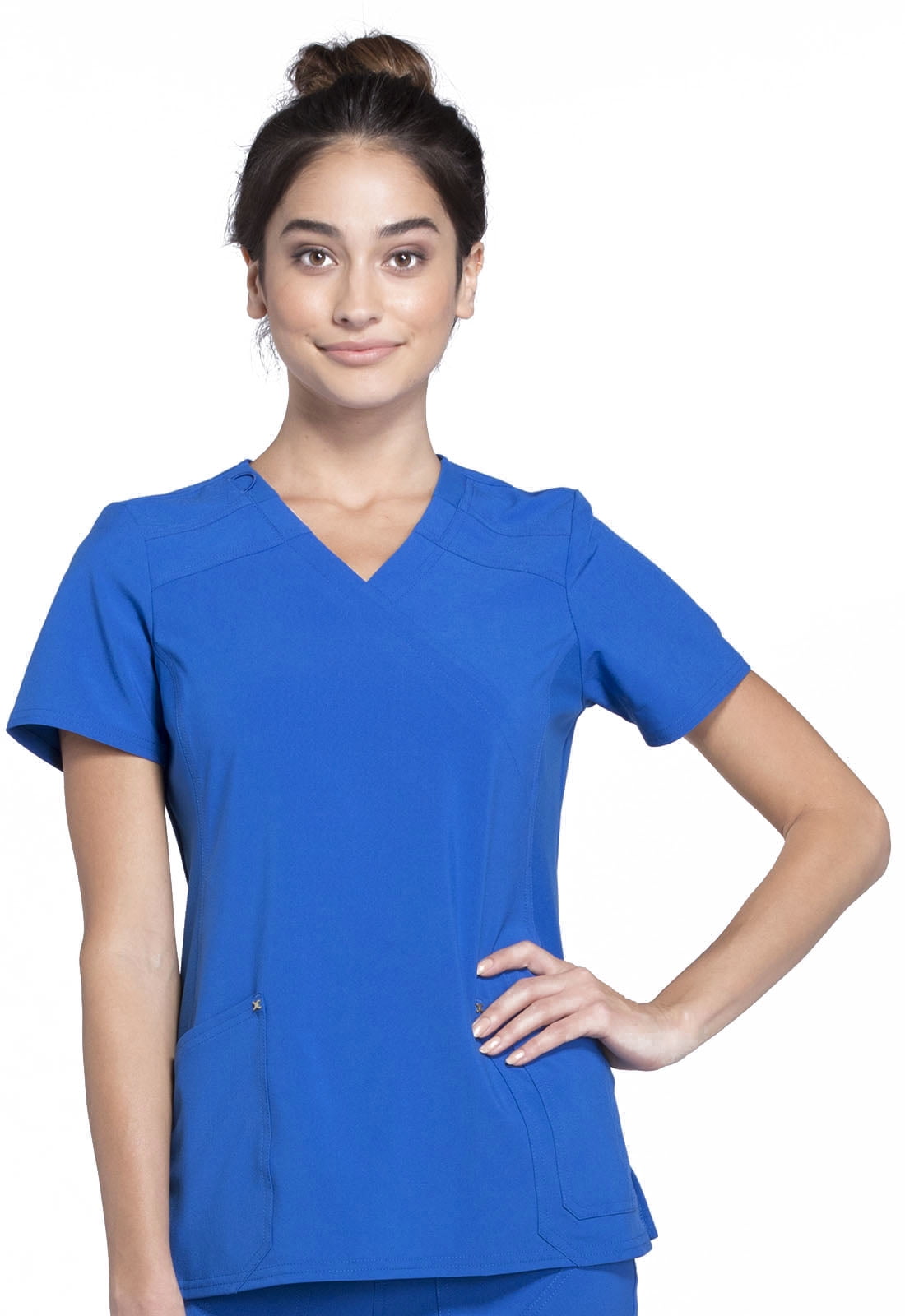 Cherokee Iflex Women's Scrubs Top Mock Wrap Knit Panel CK680 - Walmart.com