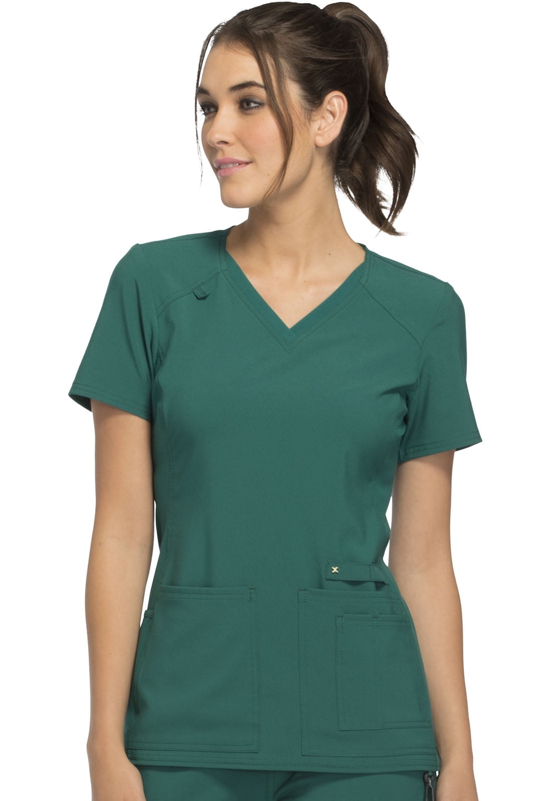Cherokee iFlex Women Scrubs Top V-Neck Knit Panel CK605 - Walmart.com