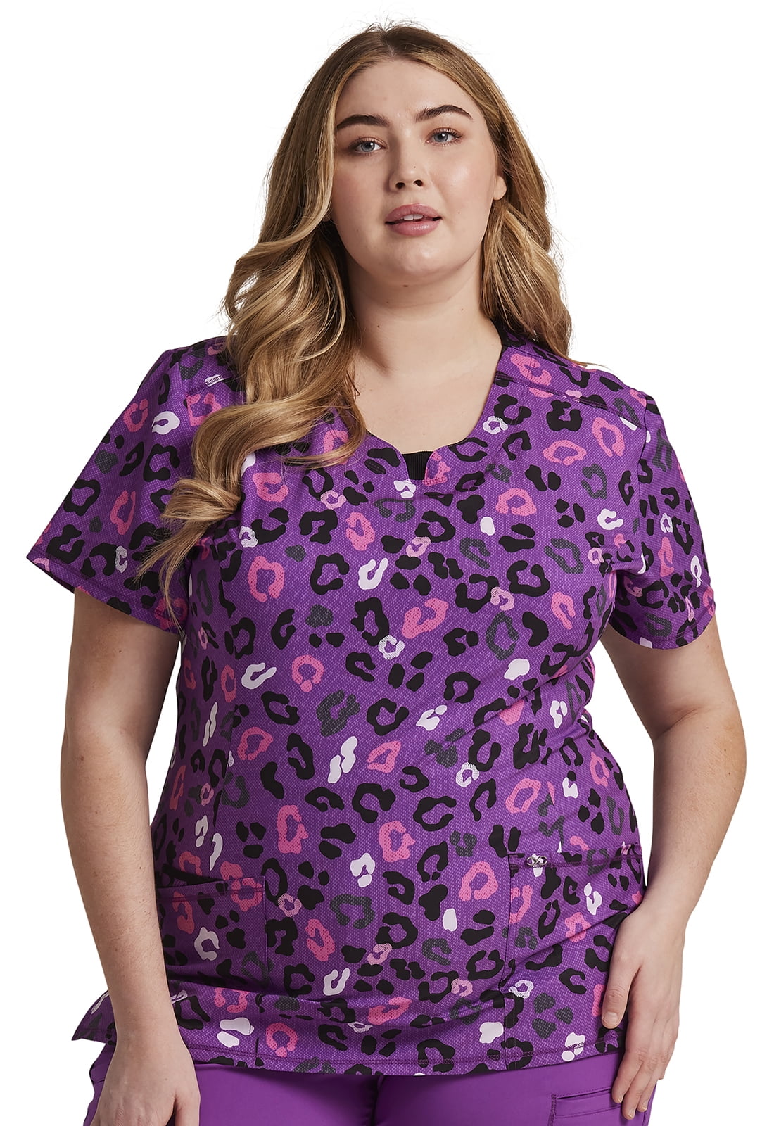 Cherokee Infinity Scrubs Top For Women Round Print Neck CK609 - Walmart.com