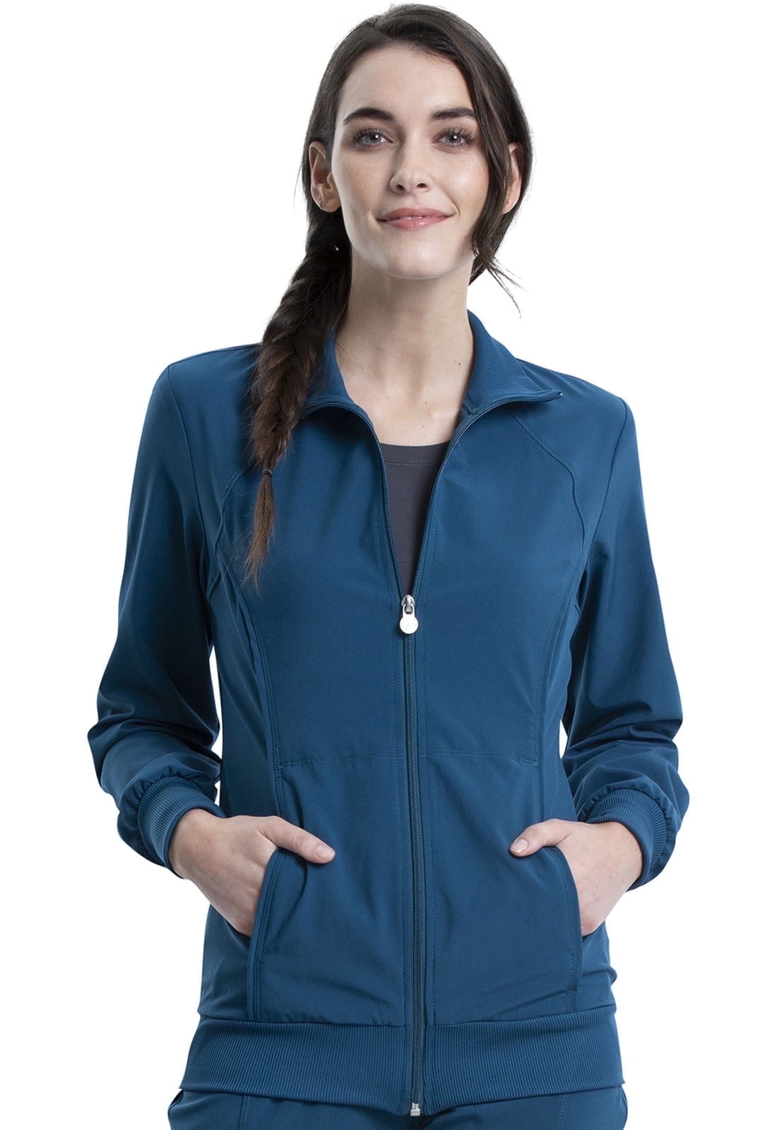 Infinity Cherokee Zip Front Scrub Jackets for Women, 4-Way Stretch ...