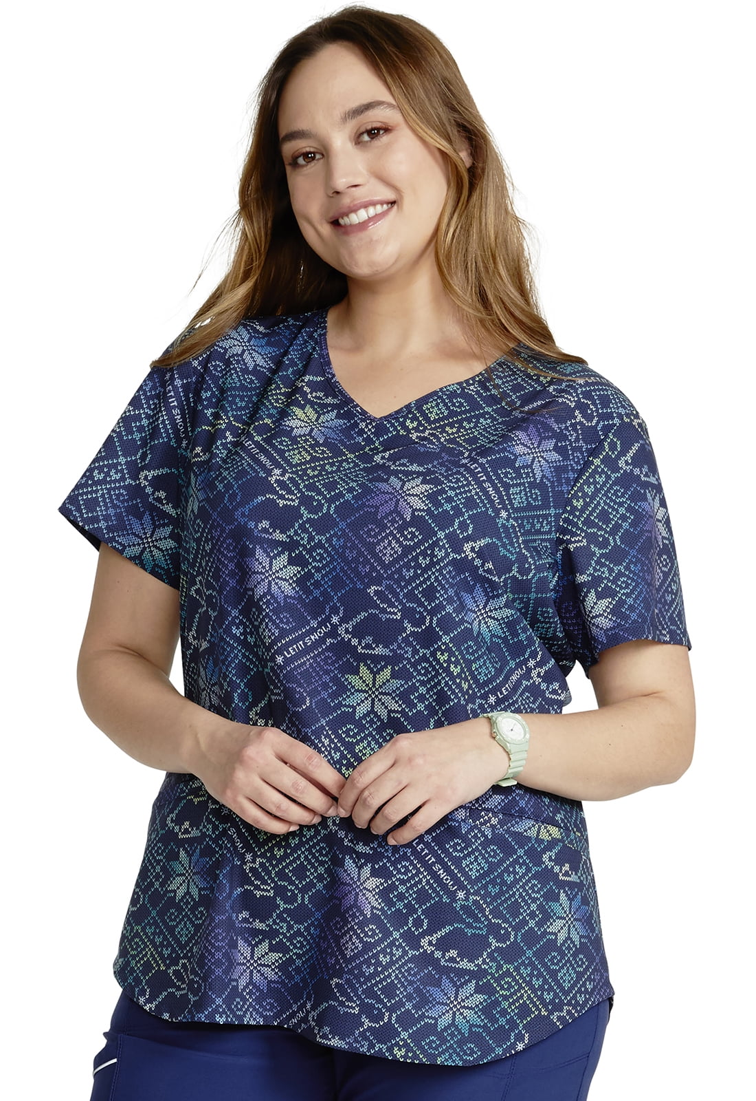 Cherokee Prints Scrubs Top For Women V-Neck Print CK637 - Walmart.com