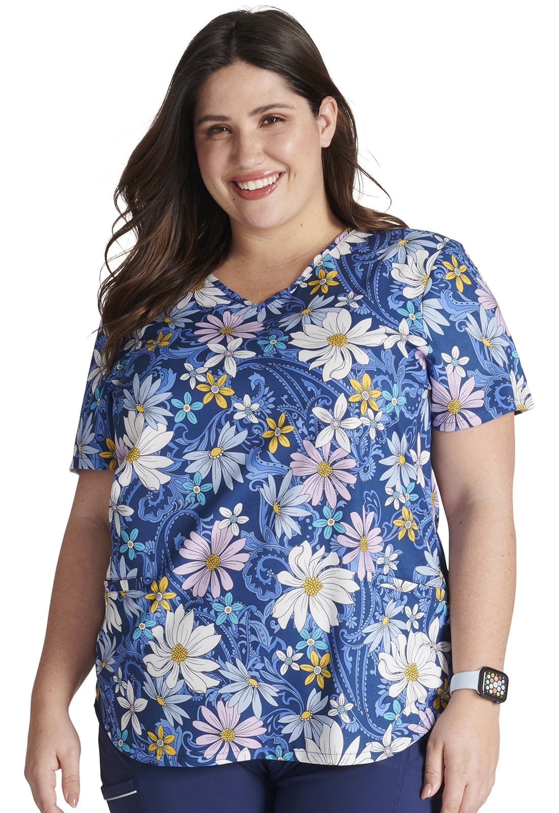 Cherokee Prints Women Medical Scrubs Top V-Neck Print CK637 - Walmart.com