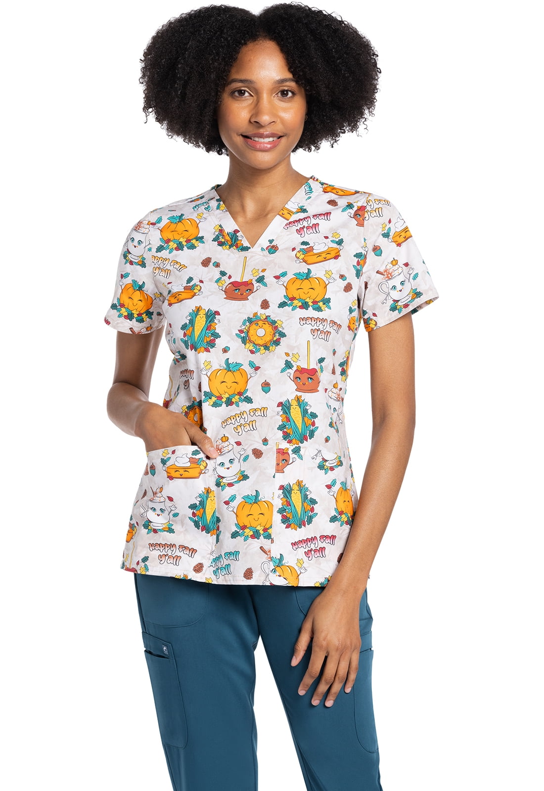 Cherokee Prints Scrubs Top For Women V-Neck Print CK651 - Walmart.com
