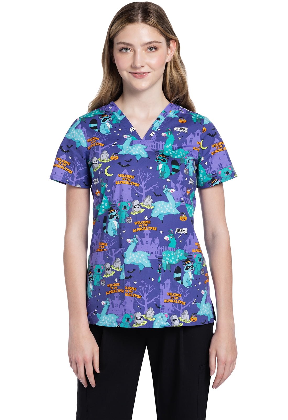 Cherokee Prints Scrubs Top For Women V-Neck Print CK651 - Walmart.com