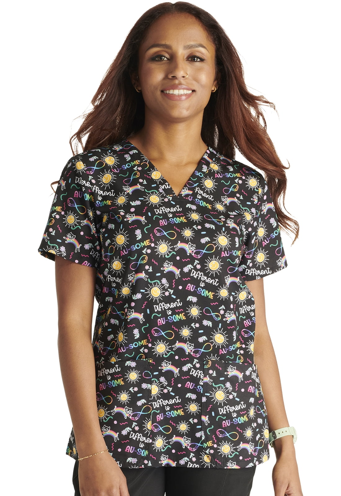 Cherokee Prints Scrubs Top For Women V-Neck Print CK671 - Walmart.com