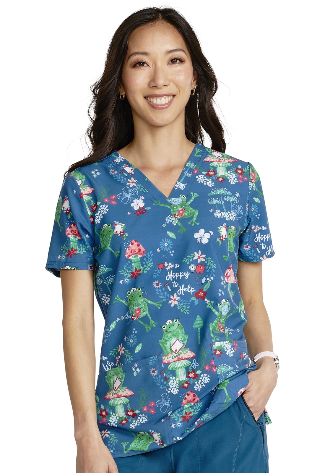 Cherokee Prints Scrubs Top For Women V-Neck Print CK671 - Walmart.com