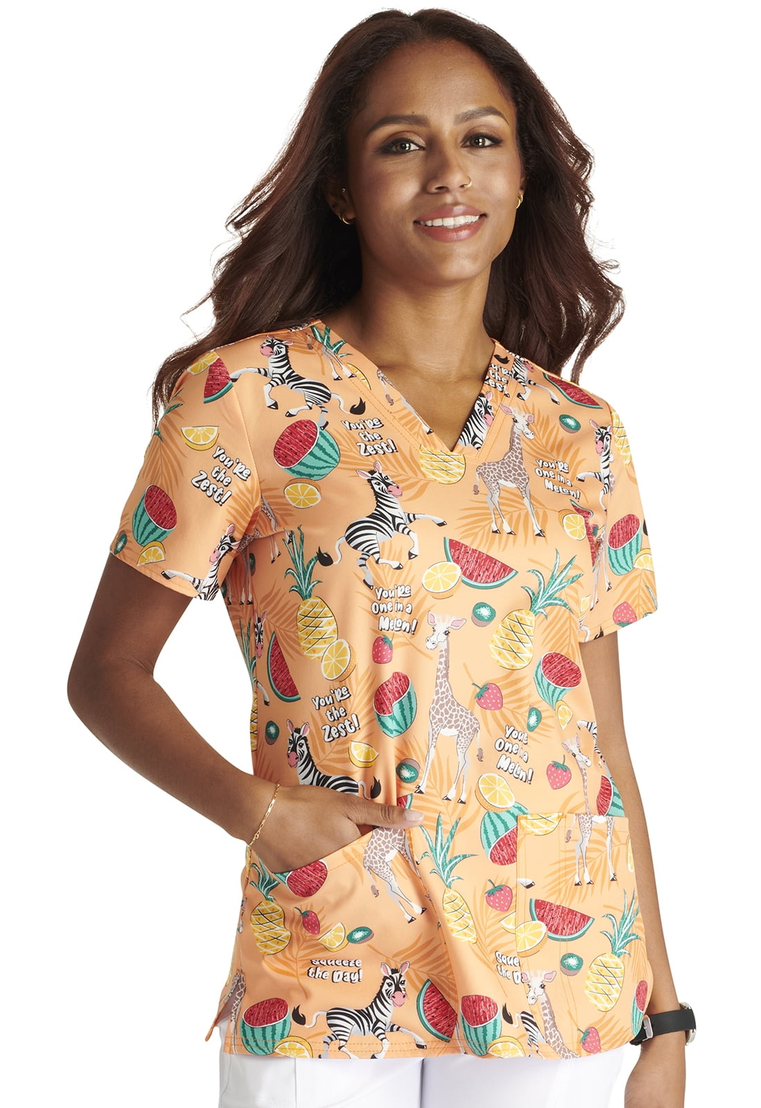 Cherokee Prints Scrubs Top For Women V-Neck Print CK671 - Walmart.com