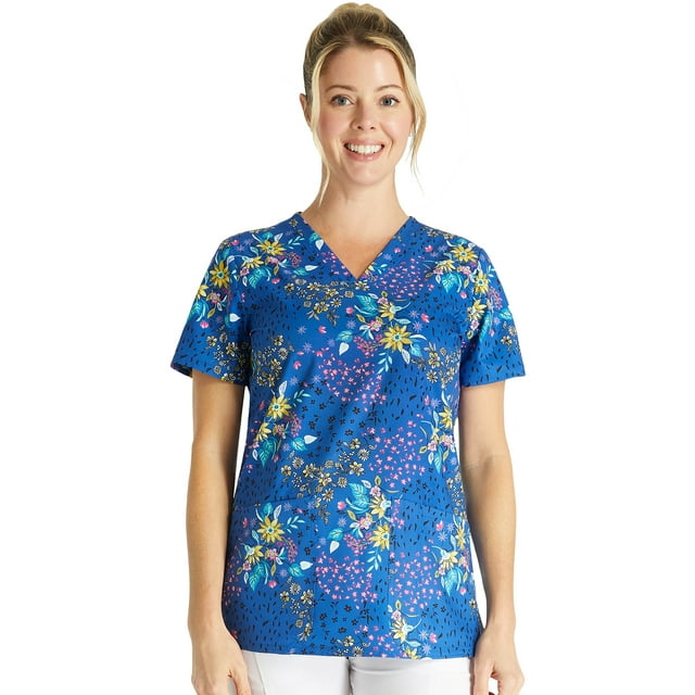 Cherokee Prints Scrubs Top For Women V-Neck Print CK671 - Walmart.com