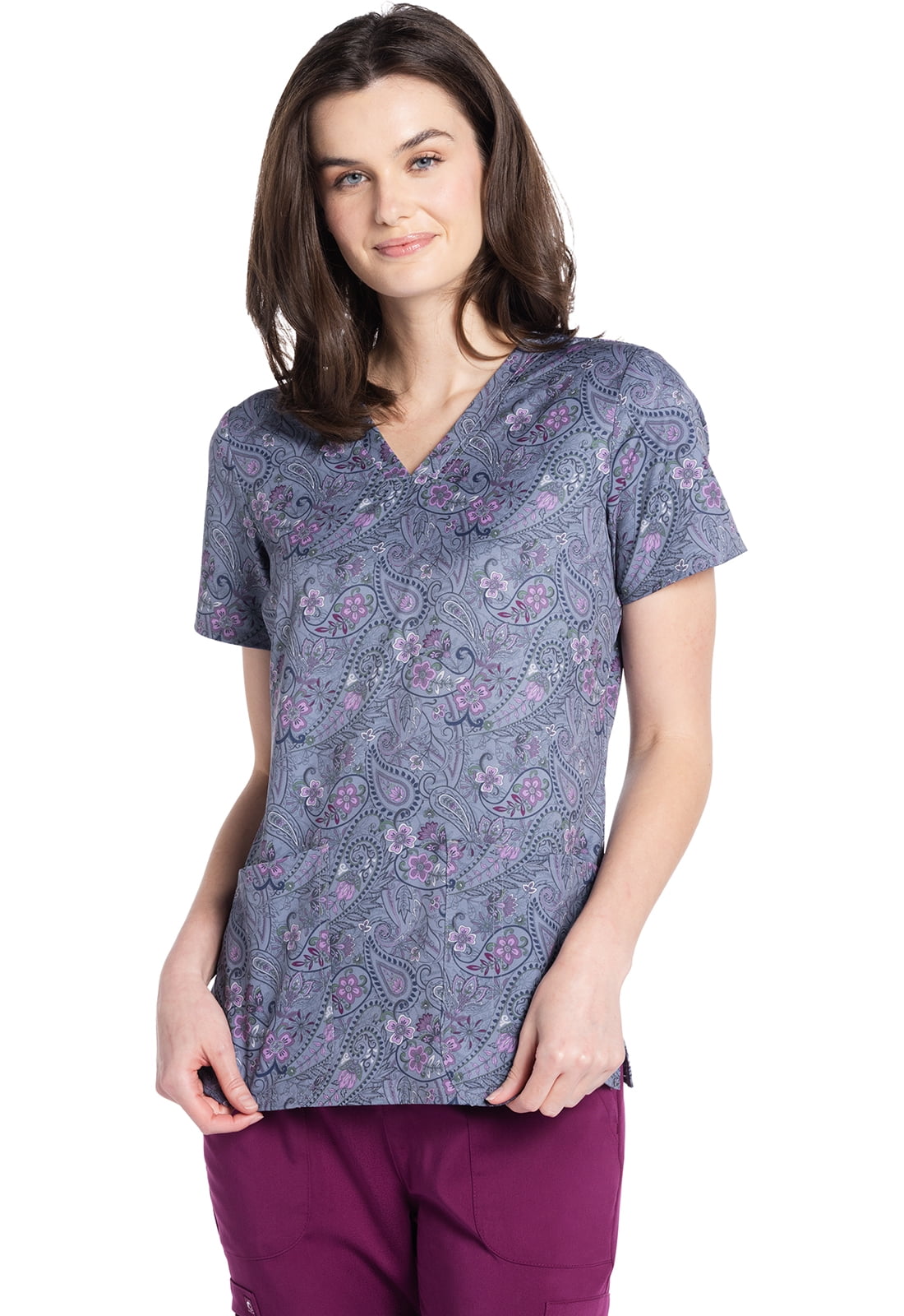 Cherokee Prints Scrubs Top For Women V-Neck Print CK671 - Walmart.com