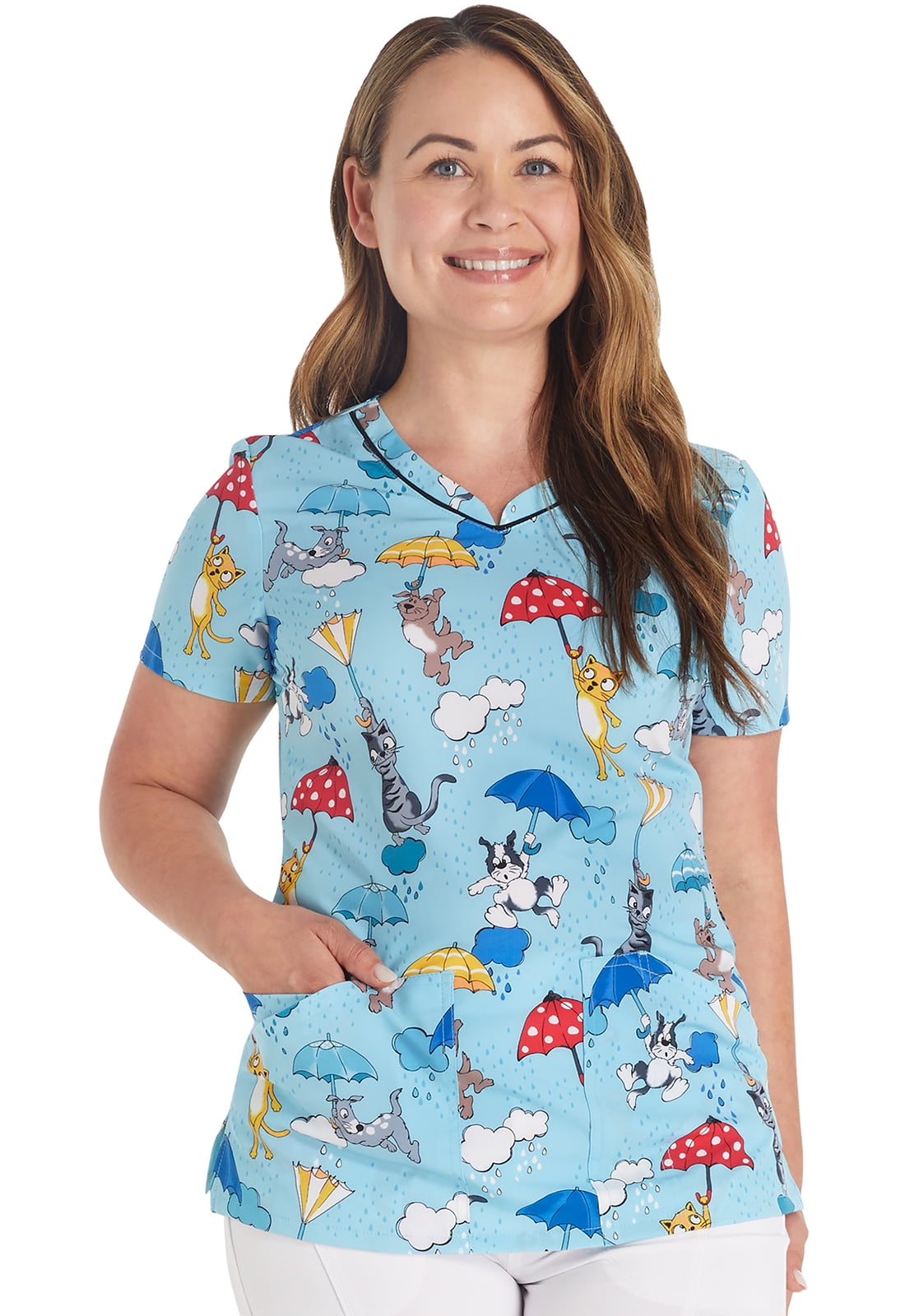 Cherokee Prints Scrubs Top For Women V-Neck Print CK678 - Walmart.com