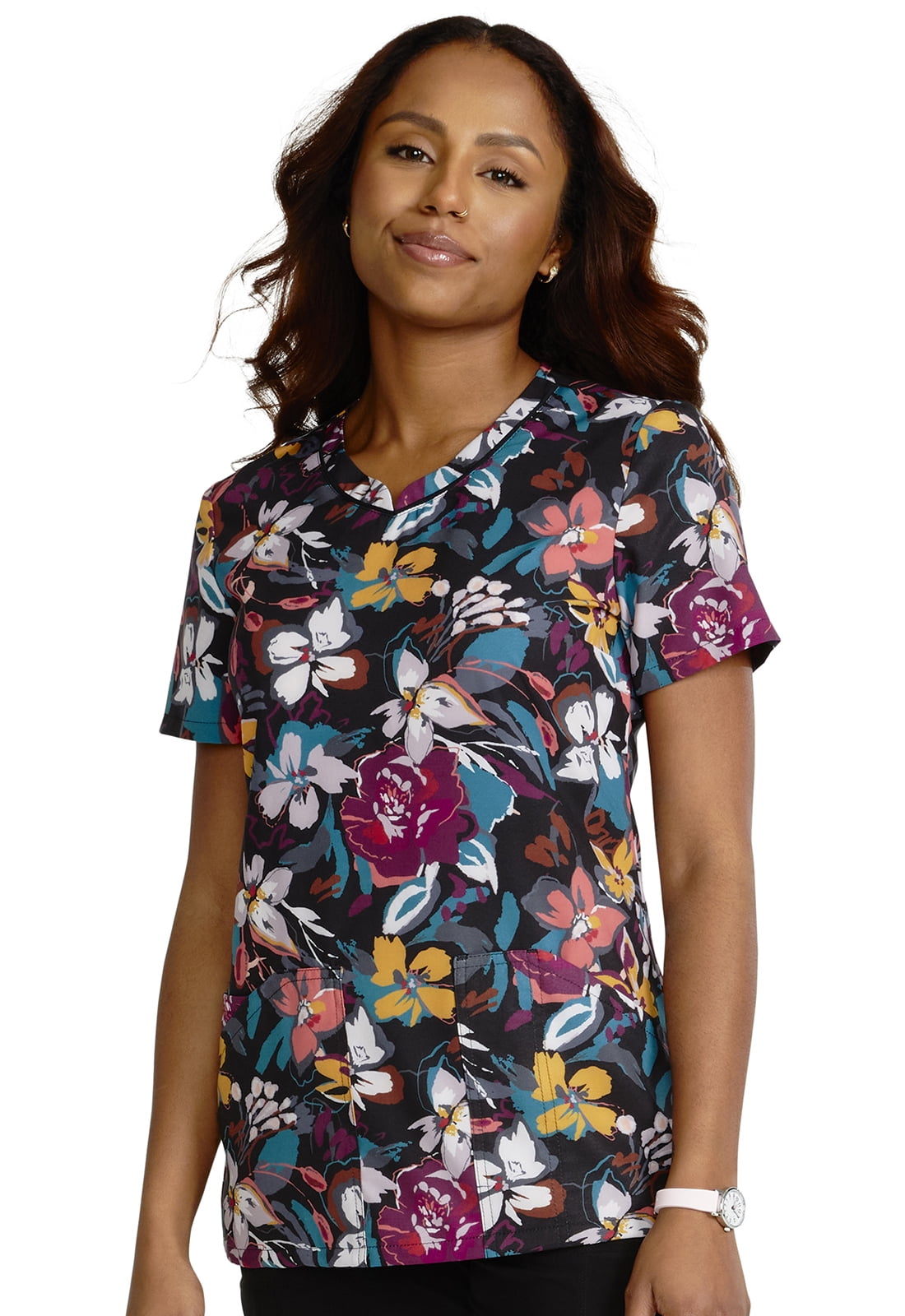 Cherokee Prints Scrubs Top For Women V-Neck Print CK678 - Walmart.com
