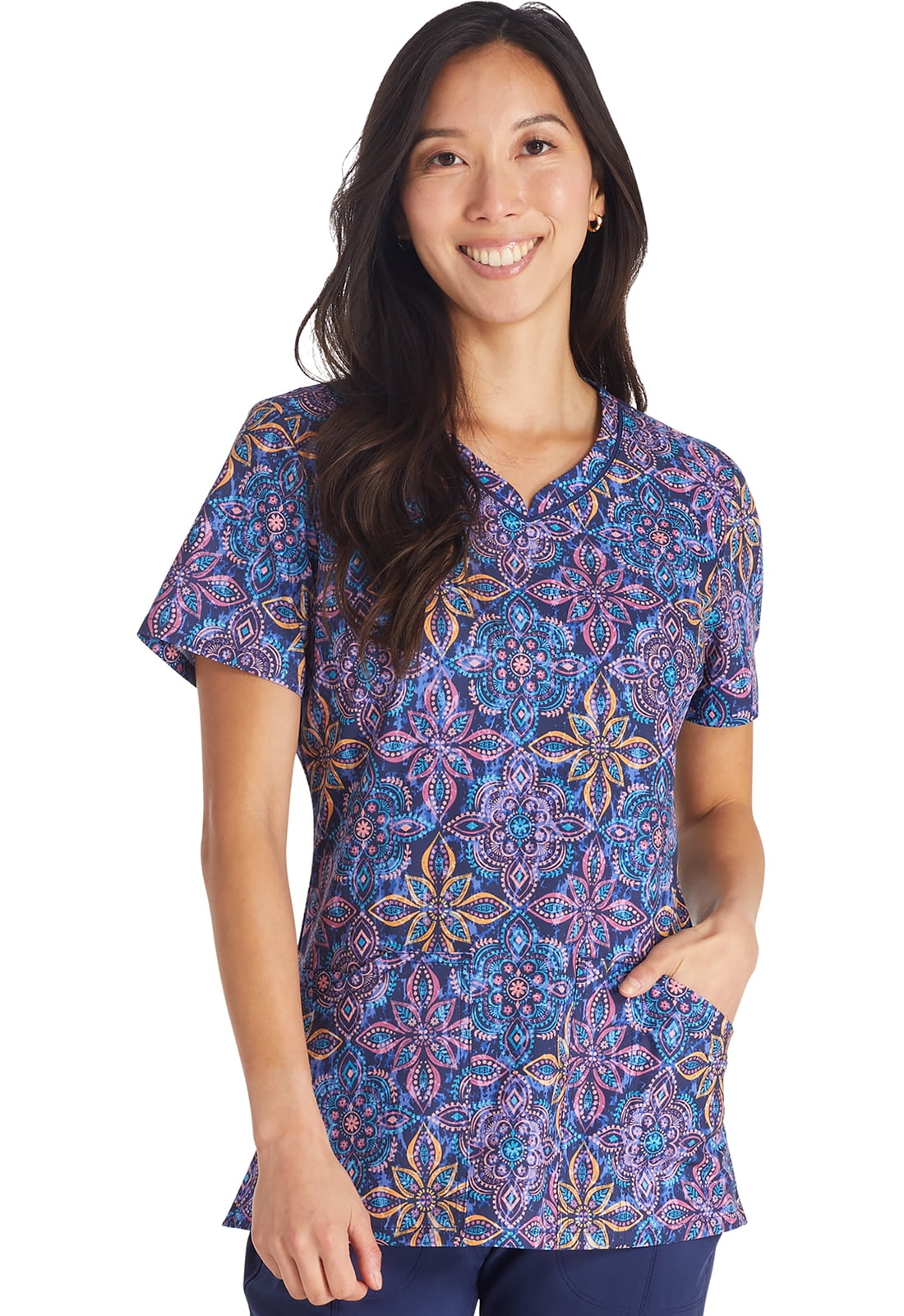 Cherokee Prints Scrubs Top For Women V-Neck Print CK678 - Walmart.com