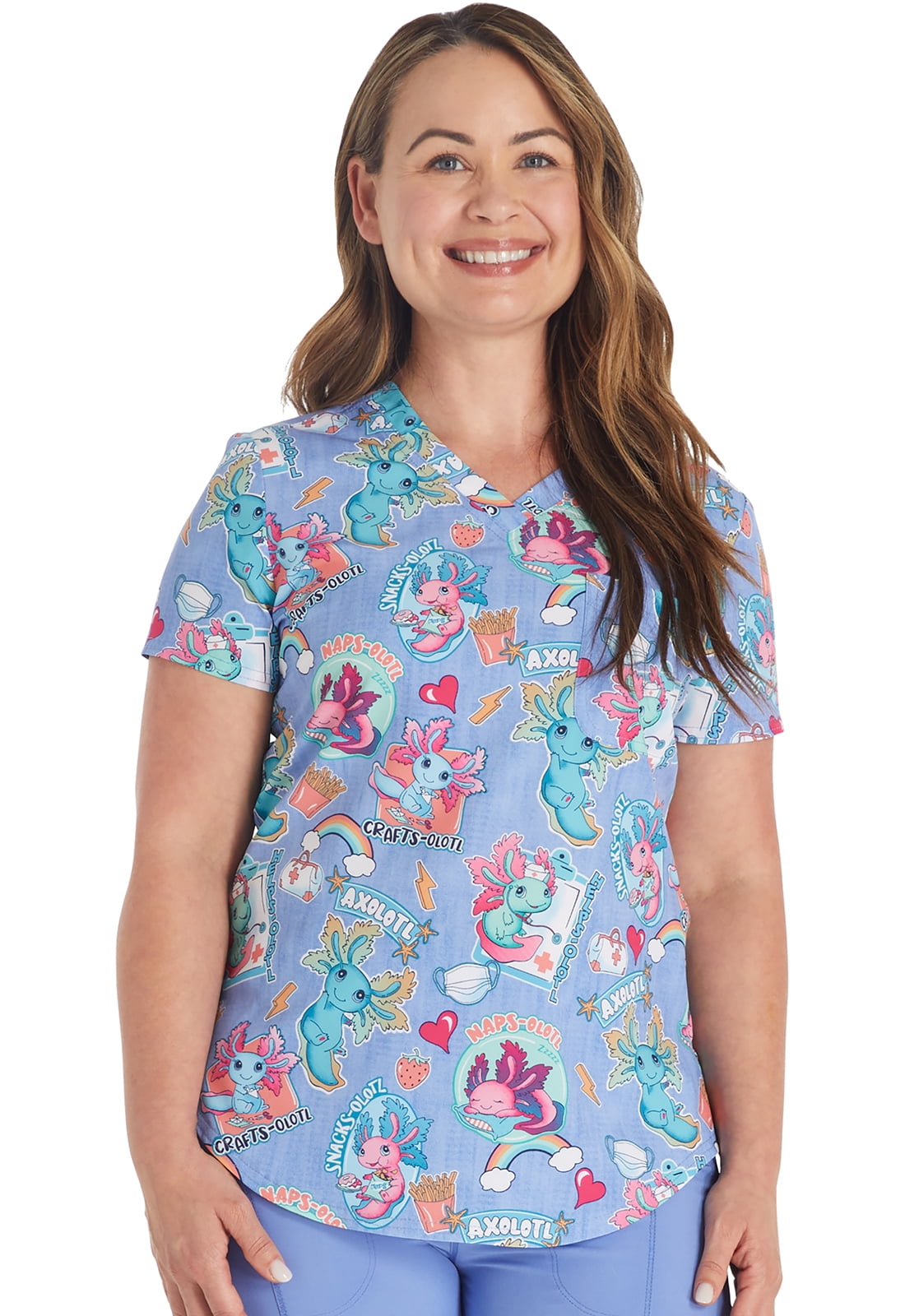 Cherokee Prints Scrubs Top For Women V-Neck Tuckable Print CK664 ...