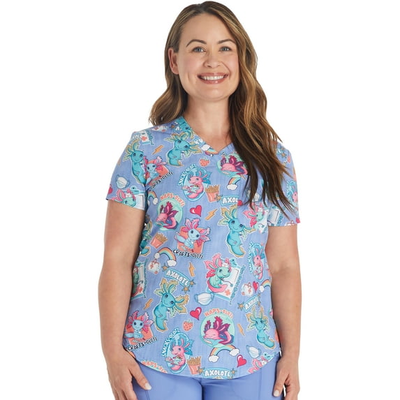 Cherokee Prints Scrubs Top For Women V-Neck Tuckable Print CK664 ...